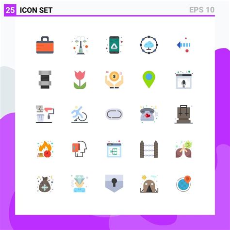 Set Of 25 Vector Flat Colors On Grid For Left Arrow App Share Cloud