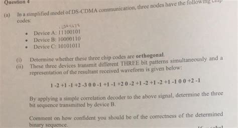In A Simplified Model Of Ds Cdma Communication Three