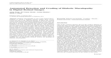 Automated Detection And Grading Of Diabetic Maculopathy In Digital