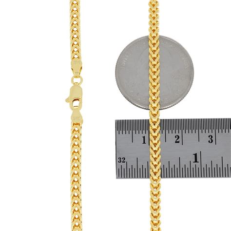 14k Yellow Gold Mens 3mm Franco Square Box Foxtail Wheat Necklace Chain