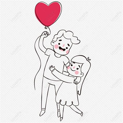 간단한 라인 드로잉 재미 커플 데이트 Png 일러스트 무료 다운로드 Lovepik