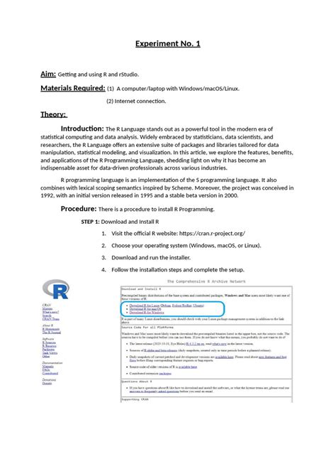 experiment no 1 pdf r programming language computer programming