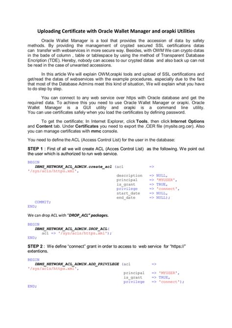 Uploading Certificate With Oracle Wallet Manager And Orapki Utilities Pdf