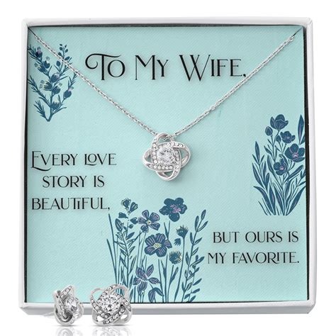 To My Wife Love Knot Tset Sparking Necklace And Earring Set