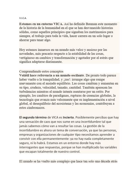 Estamos En Un Entorno Vica V I C A Pdf Conocimiento Liderazgo