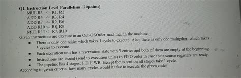 Solved Q1 Instruction Level Parallelism 20points