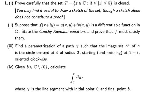 Solved A I Prove Carefully That The Set T Z EC
