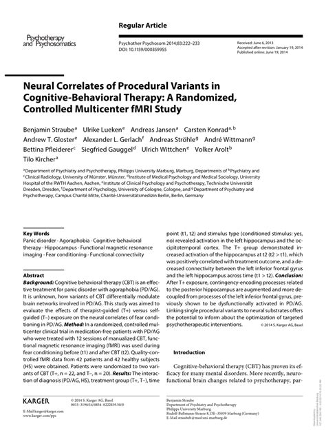 Pdf Neural Correlates Of Procedural Variants In Cognitive Behavioral