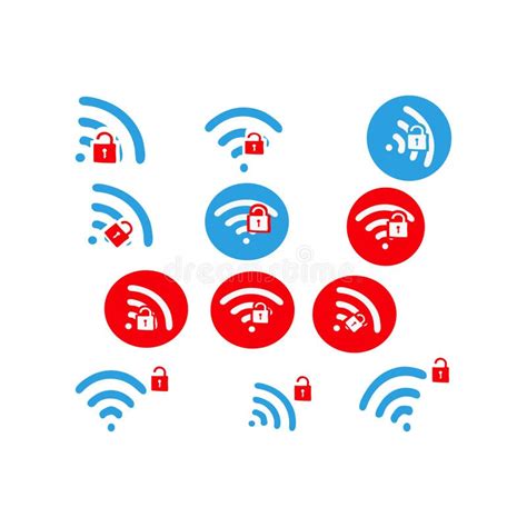 Set Of Blue Red Alert Wifi Disconnect Not Working Icon Vector Stock Vector Illustration Of