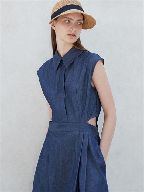 아무르 무아르 데님 셔츠 원피스 딥블루 Amr1626 위시버킷