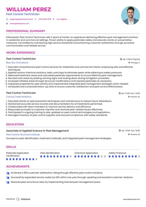 10 Pest Control Technician Resume Samples And Templates For 2025