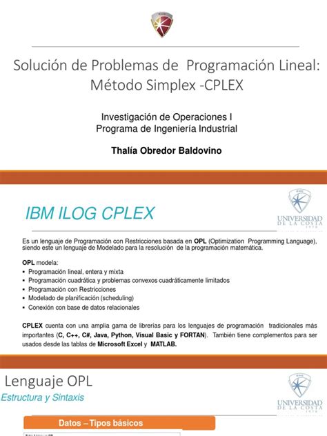 Cplex Io1 Pdf Lenguaje De Programación Programación Lineal