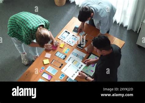 Top View Of Smart Ui Designer Brainstorming And Planning About Ux Uo Design Or Mobile Interface