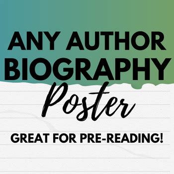 Author Biography Poster Template For Any Author Great For Pre Reading