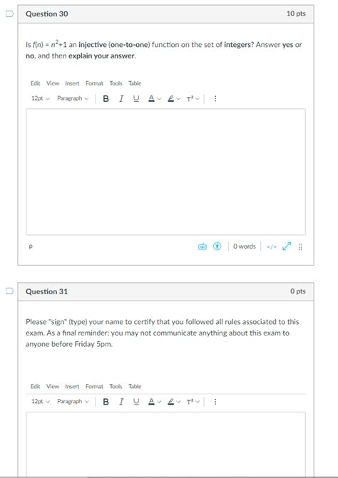 solved question 30 10 pts is f n n2 1 an injective