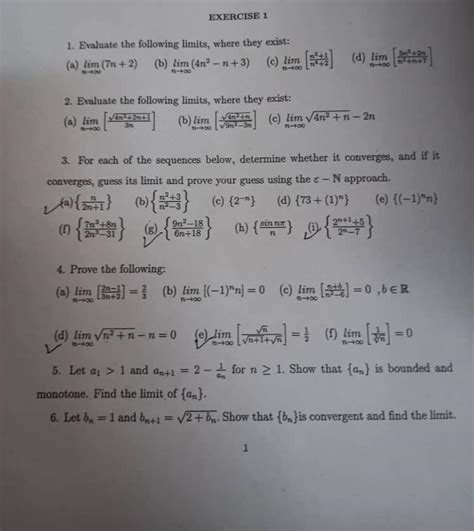 Solved EXERCISE Evaluate The Following Limits Where Chegg