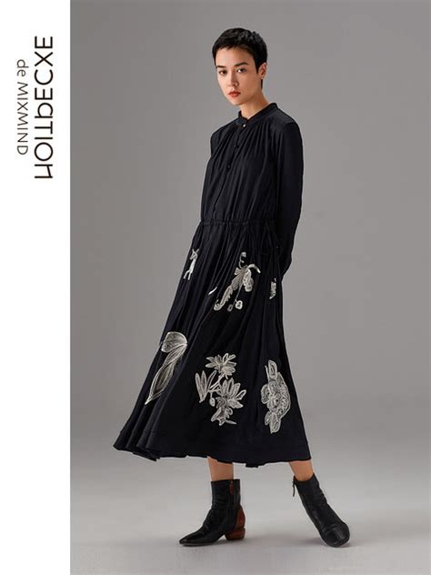 Exception Exception Womens Spring And Autumn Retro Temperament Elegant Disk Embroidery Loose