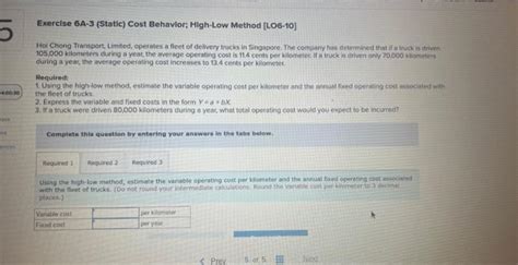 Solved Exercise A Static Cost Behavior High Low Method Chegg