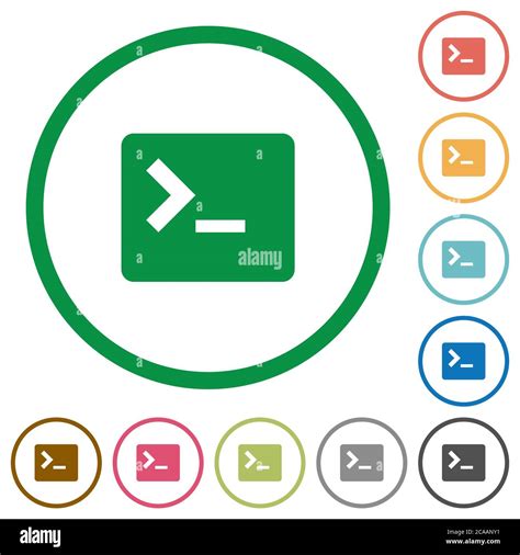 Command Terminal Flat Color Icons In Round Outlines On White Background