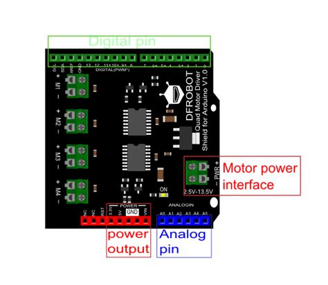 Quad Motor Driver Shield For Arduino SKU DRI DFRobot