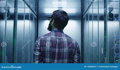 It Specialist Walking In Server Room Stock Image Image Of Industry Data 130040331