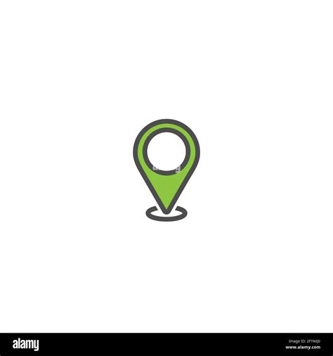 Outline Location Icon Gps Pointer Map Pin Navigator Guide Vector Line Simple Button Green