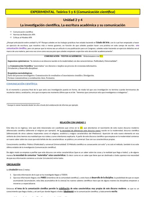 Experimental Teórico 5 Y 6 Comunicación Científica Pdf