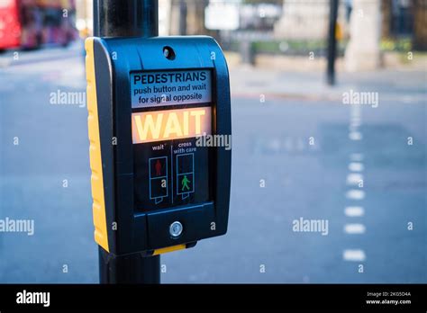 Pedestrian Traffic Light Control Button At Crosswalk For Safe Road Crossing Pedestrian Safety