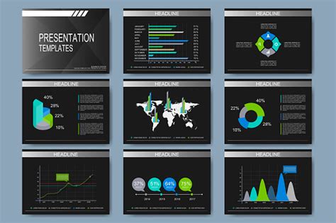 세트마다 벡터 템플릿 프레젠테이션 슬라이드 현대적인 비즈니스 디자인식 데이터에 대한 스톡 벡터 아트 및 기타 이미지 데이터 카페트 샘플 프리젠테이션 연설 Istock