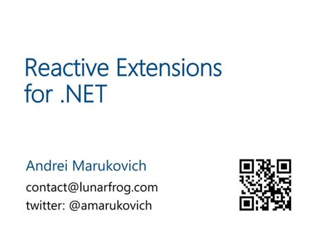 Reactive Extensions For Net