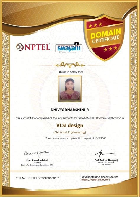 dhivyadharshini r on linkedin nptel vlsidesign domainscholar