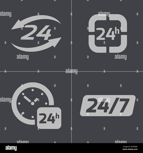 Vector Black 24 Hours Icons Set Stock Vector Image And Art Alamy