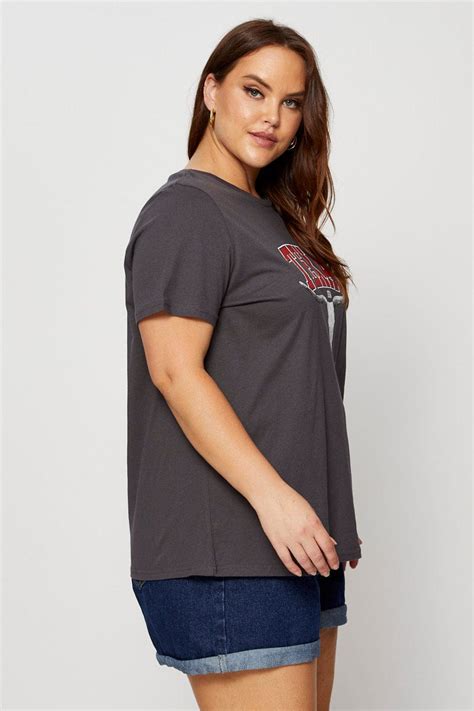 Plus Size Grey Graphic T Shirt Crew Neck Short Sleeve You All