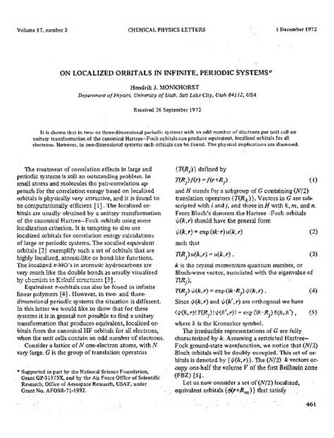 Pdf On Localized Orbitals In Infinite Periodic Systems Dokumentips
