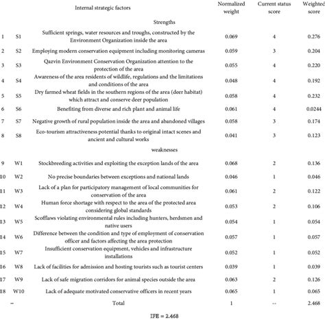 Internal Factors Evaluation Ife Matrix Download Table