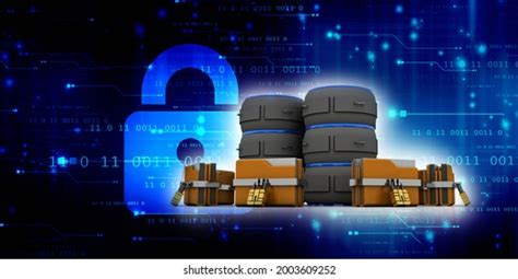 3d Rendering Folder Connected Database Lock Stock Illustration