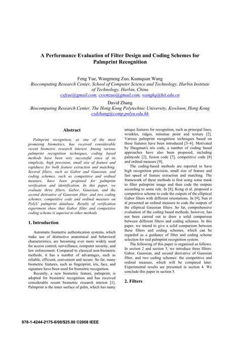 Pdf A Performance Evaluation Of Filter Design And Coding Schemes For