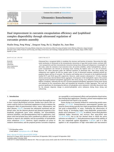 Download Pdf Dual Improvement In Curcumin Encapsulation Efficiency