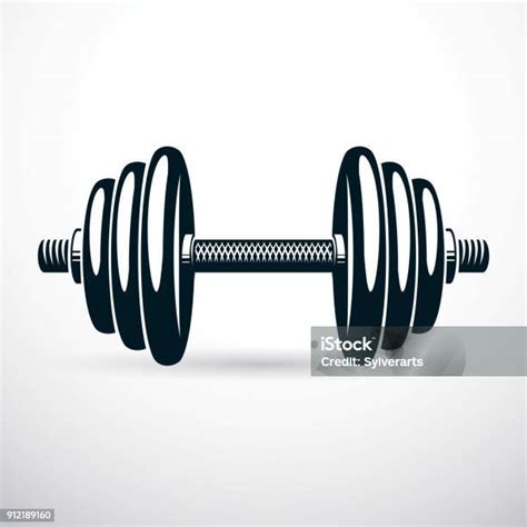 아령 벡터 그림 디스크 무게와 흰색 절연 스포츠 파워 리프팅 및 피트 니스 훈련 장비입니다 강철에 대한 스톡 벡터 아트 및 기타