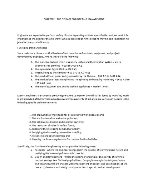 Chapter 1 Introduction To Engineering Management Principles Studocu