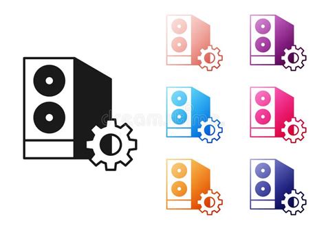 Black Case Of Computer Setting Icon Isolated On White Background Computer Server Workstation