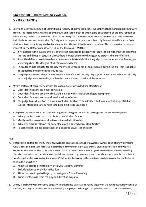 Chwise Mcq 10 Id Evidence Mcq Sba Chapter 10 Identification