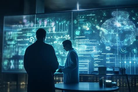 Scientists Collaborating On Data Analysis In A Generative Ai Premium Ai Generated Image