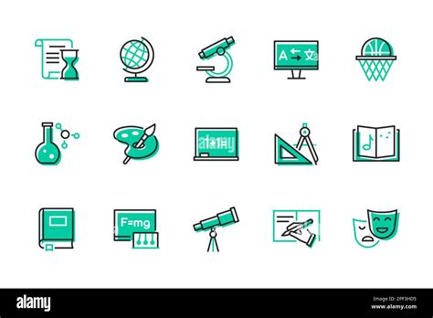 School Subjects Modern Line Design Style Icons Set Stock Vector Image And Art Alamy
