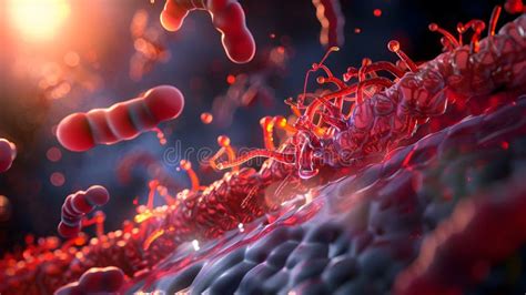 Glowing 3d Illustration Of Enzyme Substrate Stock Illustration