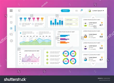Dashboard Admin Panel Vector Design Template Stock Vector Royalty Free Shutterstock
