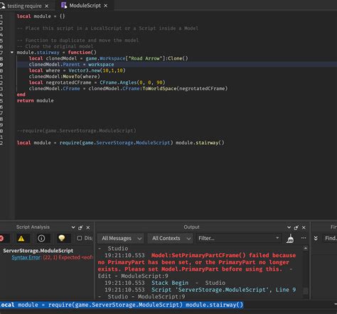Use Of A Module Script From The Command Line Scripting Support Developer Forum Roblox