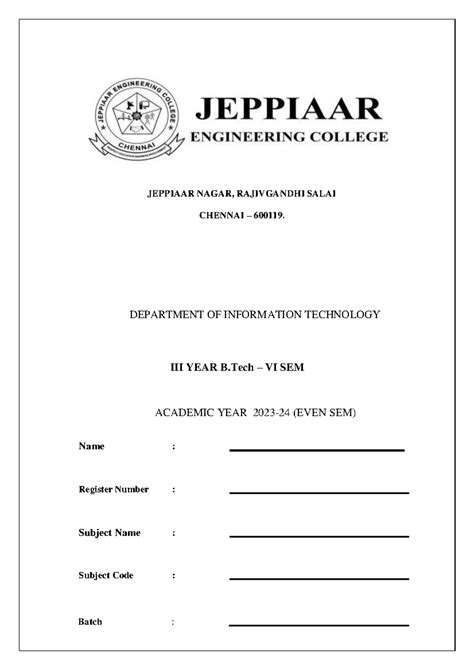 Data Warehouse Lab Manual Jeppiaar Nagar Rajivgandhi Salai Chennai 600119 Department Of