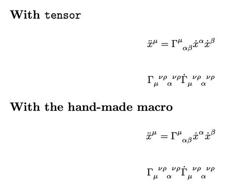 Equations Expressive Macro For Tensors Raised And Lowered Indices