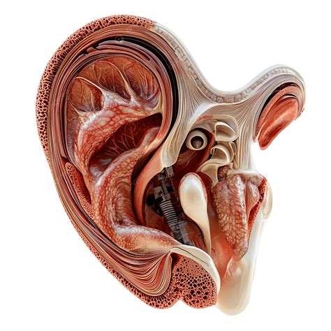 Detailed Human Ear Anatomy With Muscles And Nerves Isolated On